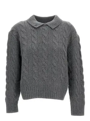 Polo Ralph Lauren MAGLIA POLO A TRECCE IN LANA E CASHMERE Grigio