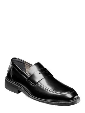 STACY ADAMS Everett Faux Leather Moc Toe Penny Loafer - Black