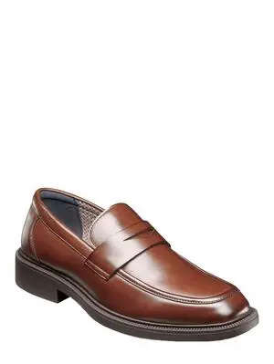 STACY ADAMS Everett Faux Leather Moc Toe Penny Loafer - Brown