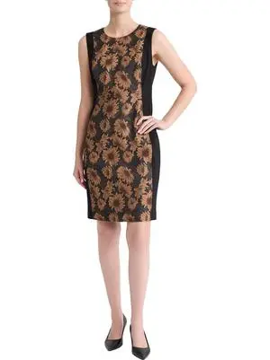 KASPER Princess Seam Sheath Dress - Black Multi