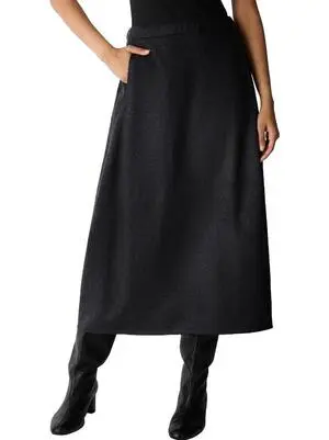 Eileen Fisher Virgin Wool Midi Lantern Skirt - Charcoal