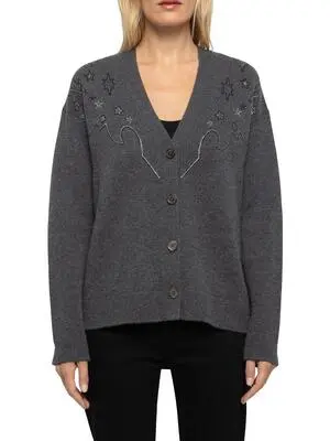 Zadig&Voltaire Mirkaz Strass Cashmere Cardigan - Anthracite