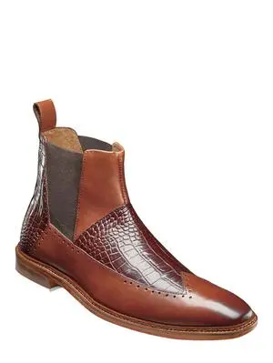 STACY ADAMS Garza Leather Wingtip Chelsea Boot - Cognac
