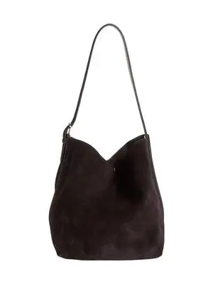 TOTEME Medium Belted Suede Tote - Espresso