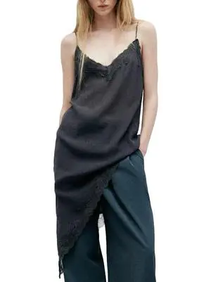 Mango Asymmetrical Lace Camisole Charcoal