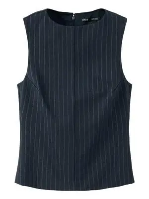 MANGO Pinstriped Boat Neck Top