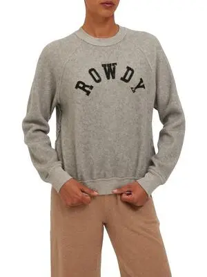 PROJECT SOCIAL T Rowdy Demure Reverse Graphic Sweatshirt - Htgrey