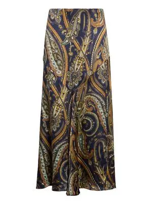 Etro Paisley Print Midi Skirt - Printed Blue Base