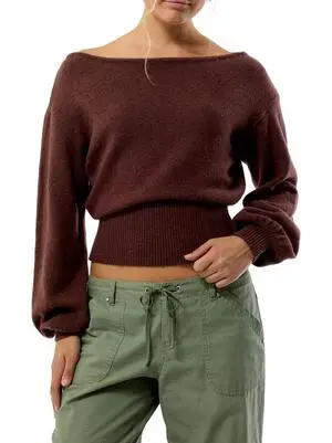 PACSUN Harley Off The Shoulder Sweater Brown