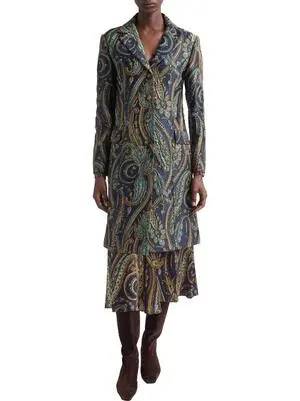 Etro Paisley Jacquard Coat - Blue