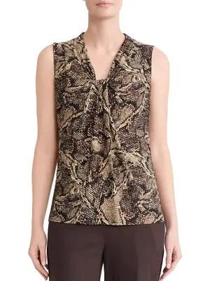 KASPER Knot Front Sleeveless Top - Black Multi