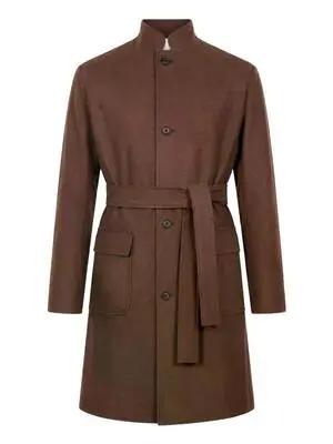 ELEVENTY Belted High-neck Wool Coat