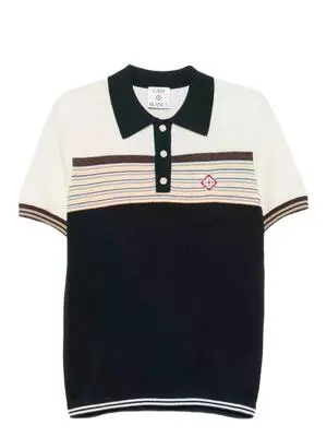 Casablanca Striped Logo-patch Polo Shirt - Blue