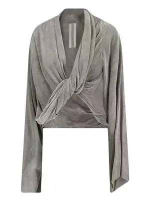Rick Owens Knot-detail Long-sleeve Top Grey