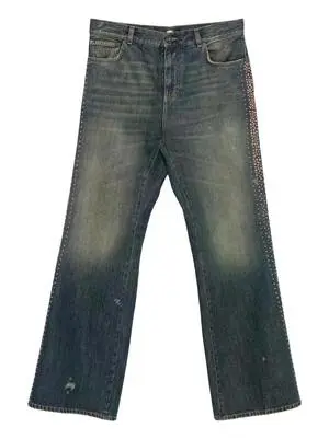 Amiri Stud-embellished Flared Jeans - Blue