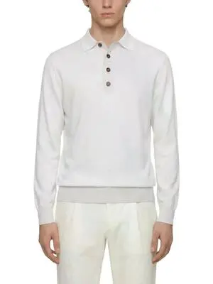 Eleventy Long-sleeve Polo Shirt - White