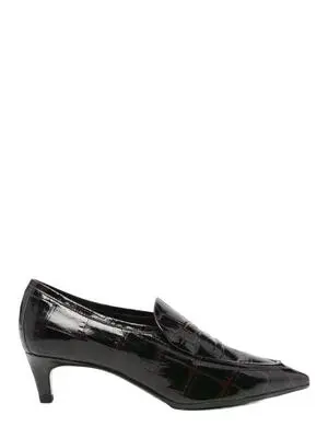 LORENA PAGGI Croc-effect Pointed-toe Pumps - Red
