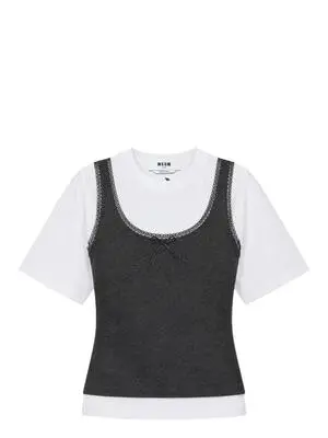 MSGM Layered Lace-trim T-shirt