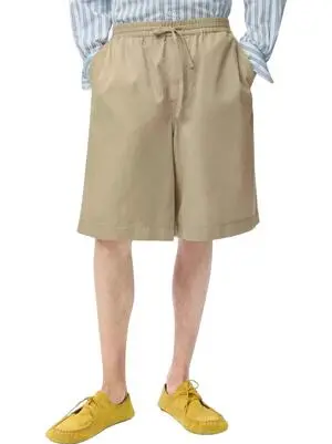 Loewe Anagram-embroidered Drawstring Shorts Neutrals