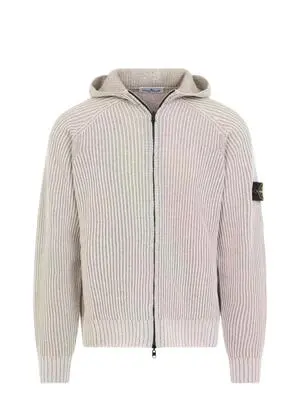 Stone Island Ribbed-knit Hoodie - Neutrals