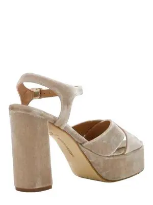 ANDREA GOMEZ Bella Velvet Platform Sandals - Neutrals