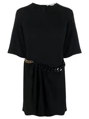 Stella McCartney Falabella Chain-link Gathered Mini Dress - Black