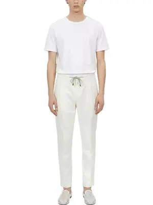 Eleventy Drawstring-waist Pleated Trousers - White
