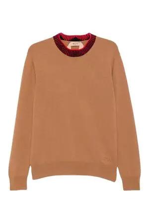 N°21 Contrast-trim Sweater - Neutrals