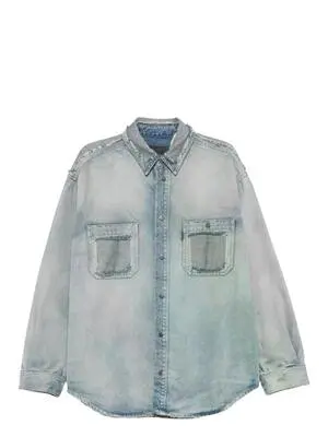 HAIKURE Nelson Distressed Patchwork Denim Shirt - Blue