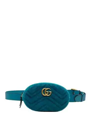 Gucci 2016-2026 Gg Marmont Matelasse Velvet Belt Bag - Blue