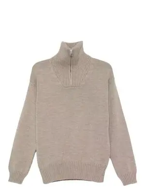 DANIELE FIESOLI Half-zip Ribbed-trim Sweater - Neutrals