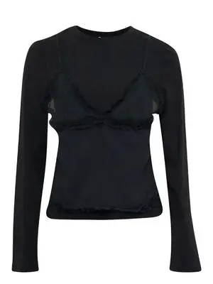 Ulla Johnson Freda Ruffled Long-sleeve T-shirt Black