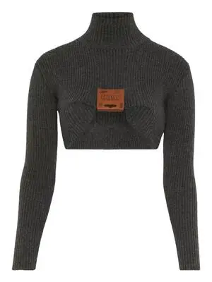 JEAN PAUL GAULTIER High-neck Cropped Sweater - Grey