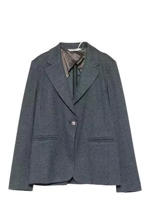 Max Mara Houndstooth-pattern Single-breasted Blazer - Blue