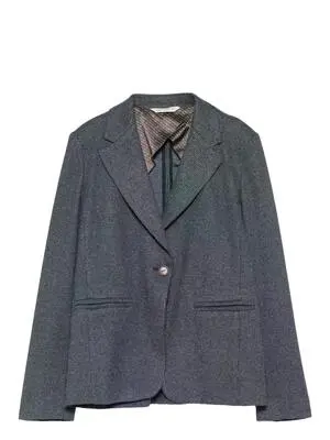 Max Mara Houndstooth-pattern Single-breasted Blazer - Blue