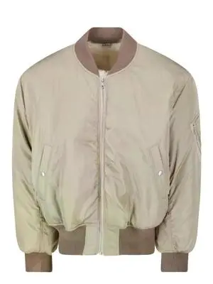 Auralee Shearling-lined Silk Bomber Jacket Neutrals