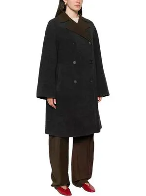 Max Mara Double-breasted Notched-lapels Coat Grey