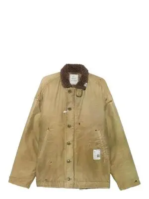 Mihara Yasuhiro Distressed Faux-shearling-collar Jacket - Green
