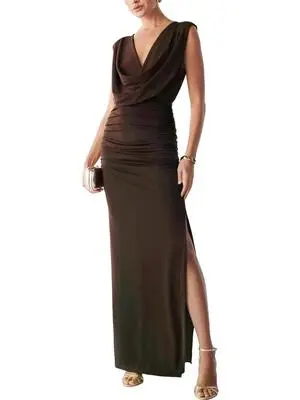 BWLDR Kaylie Ruched Maxi Dress - Brown