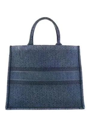 Dior Book Oblique Denim Large Tote Bag - Blue