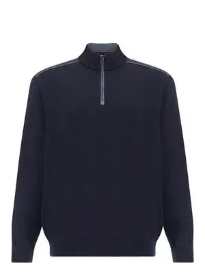 Paul & Shark Wool Half-zip Sweater With Typhoon® Platinum Details - Blue