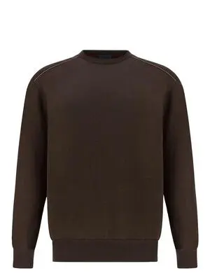 Paul & Shark Wool Crewneck Sweater With Typhoon® Platinum Details - Coffee