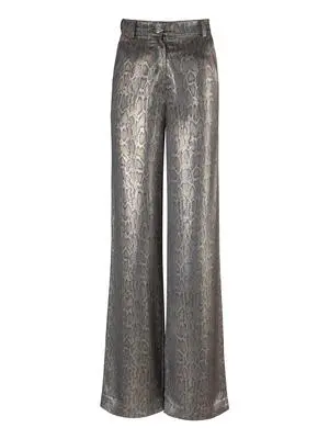 LA FUORI Burnt Snake Gloss Wide-leg Pants - Silver