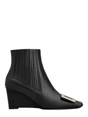 ROGER VIVIER Belle Vivier Wedge Booties In Leather - Black