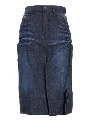 DIESEL® Creased Denim Midi Skirt - Blue