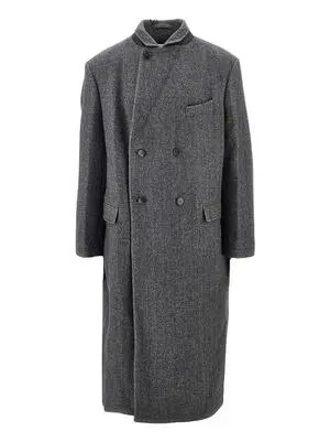 MFPEN Conference' Herringbone Wool Long Coat An - Grey