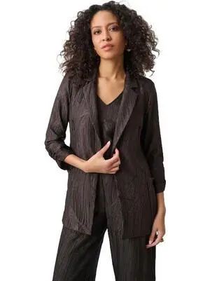 Joseph Ribkoff Pleated Satin Open Blazer - Mocha