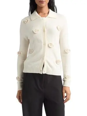 Stine Goya Embellished Shell Appliqué Cardigan - Cream