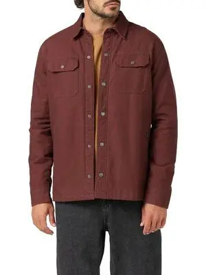 O'Neill Bronsen High Pile Fleece Lined Snap-up Canvas Jacket - Chocolate