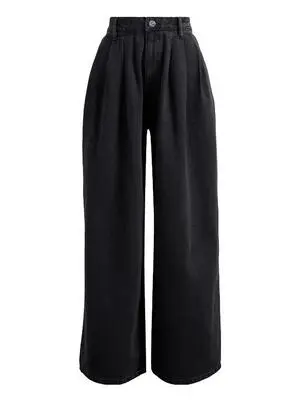 ALLSAINTS Axis Pleated Wide Leg Jeans - Black